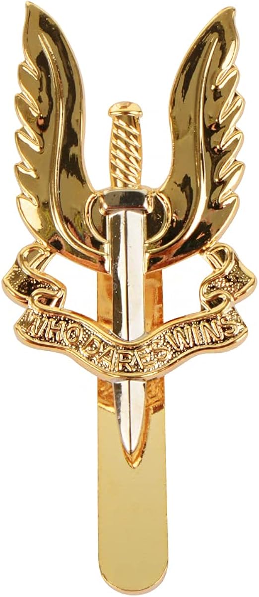 British SAS Regiment Brass Cap Badge - Gold with Silver Sword: Amazon ...