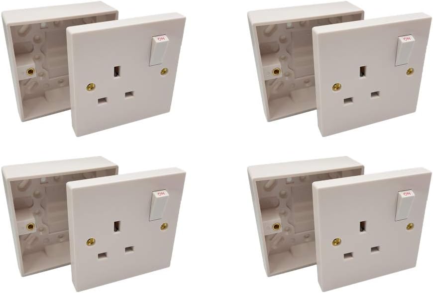 Klite 13A 1 Gang DP Single White Switched Plug Wall Socket & Single ...