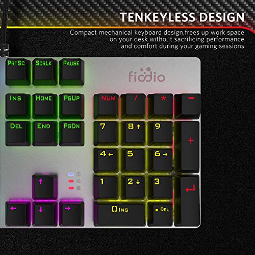 Fiodio Mechanical Gaming Keyboard, Fantastic LED Rainbow Backlit Wired ...
