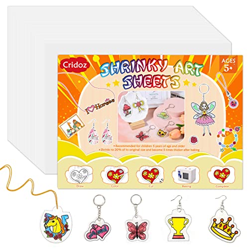 Shrinky Dink Paper, Cridoz 50Pcs Shrinky Dink Sheets Shrink Plastic ...