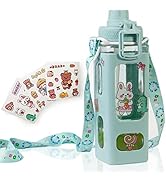 Amazon.com: Kawaii Water Bottle for Girls Cute Kids Water Bottles with Straw Square Drinking ...