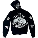 Xdwszmd Rhinestone Skull Skeleton Streetwear Oversized Hoodie Women Jacket Harajuku Streetwear ...