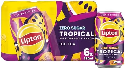 Lipton Tropical Black Iced Tea Passionfruit and Mango, 6x320ml, Pack of ...
