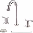 VAPSINT 3 Hole Brushed Nickel Widespread Bathroom Faucet,Modern 2 ...