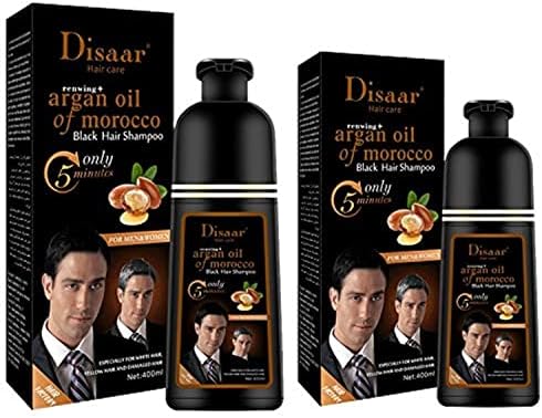 Disaar Men's and Women's Instant Hair Color Shampoo, 400ml 2 Bottles ...