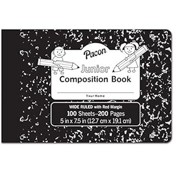 Amazon.com : Composition Book cut in half, Wide Ruled, 7.50 x 4.75 Inch ...