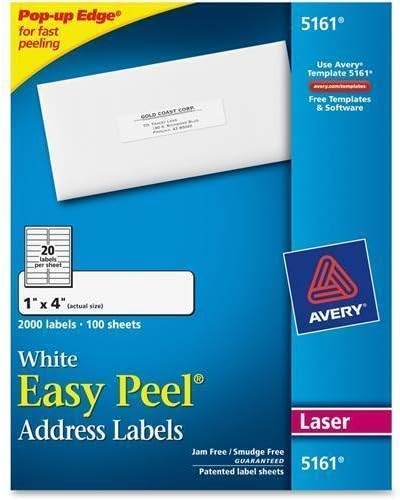 Amazon 5161 Avery Easy Peel Address Label 1 Width X 4 Length 