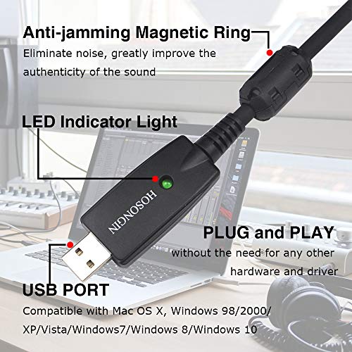 USB Microphone Cable 3.3 Feet, HOSONGIN USB Male to XLR Female Mic Link ...
