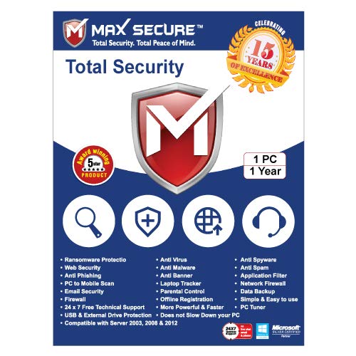 Max Secure Software Total Security Version 6 - 1 PCs, 3 Years (Email ...