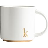 Amazon.com: COLLECTIVE HOME - Monogram Ceramic Mugs, 15 oz Golden ...