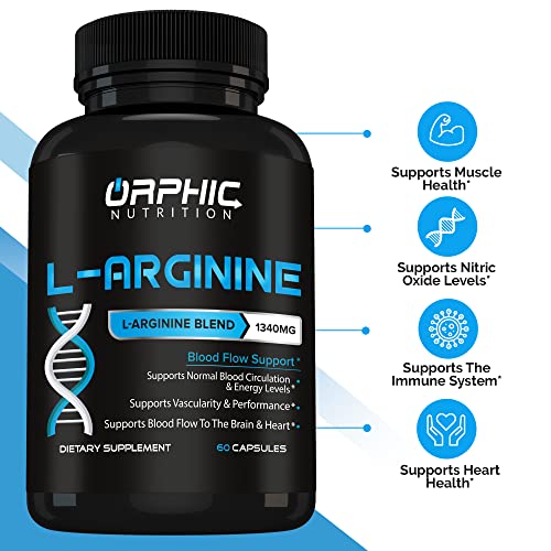 ORPHIC NUTRITION Extra Strength L Arginine - Nitric Oxide Supplement to ...