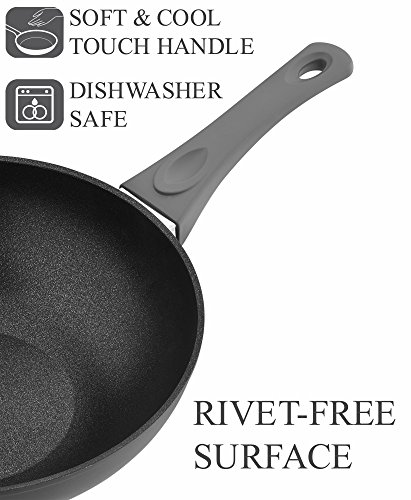 Saflon Titanium Nonstick 11 Inch Wok Pan Forged Aluminum with PFOA Free ...