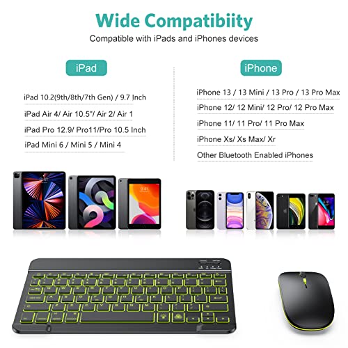 Tecurs Bluetooth Keyboard And Mouse Combo For Ipad Rechargeable