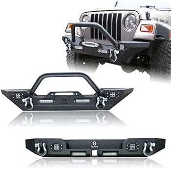 Amazon.com: Hunter Front Bumper + Rear Bumper with Winch Plate & 8 LED ...