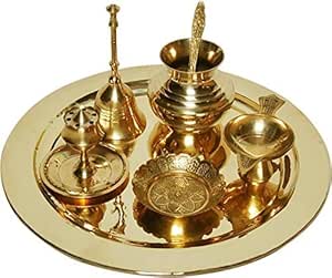 Amazon.com: Indian Trades brass pooja thali set: Musical Instruments