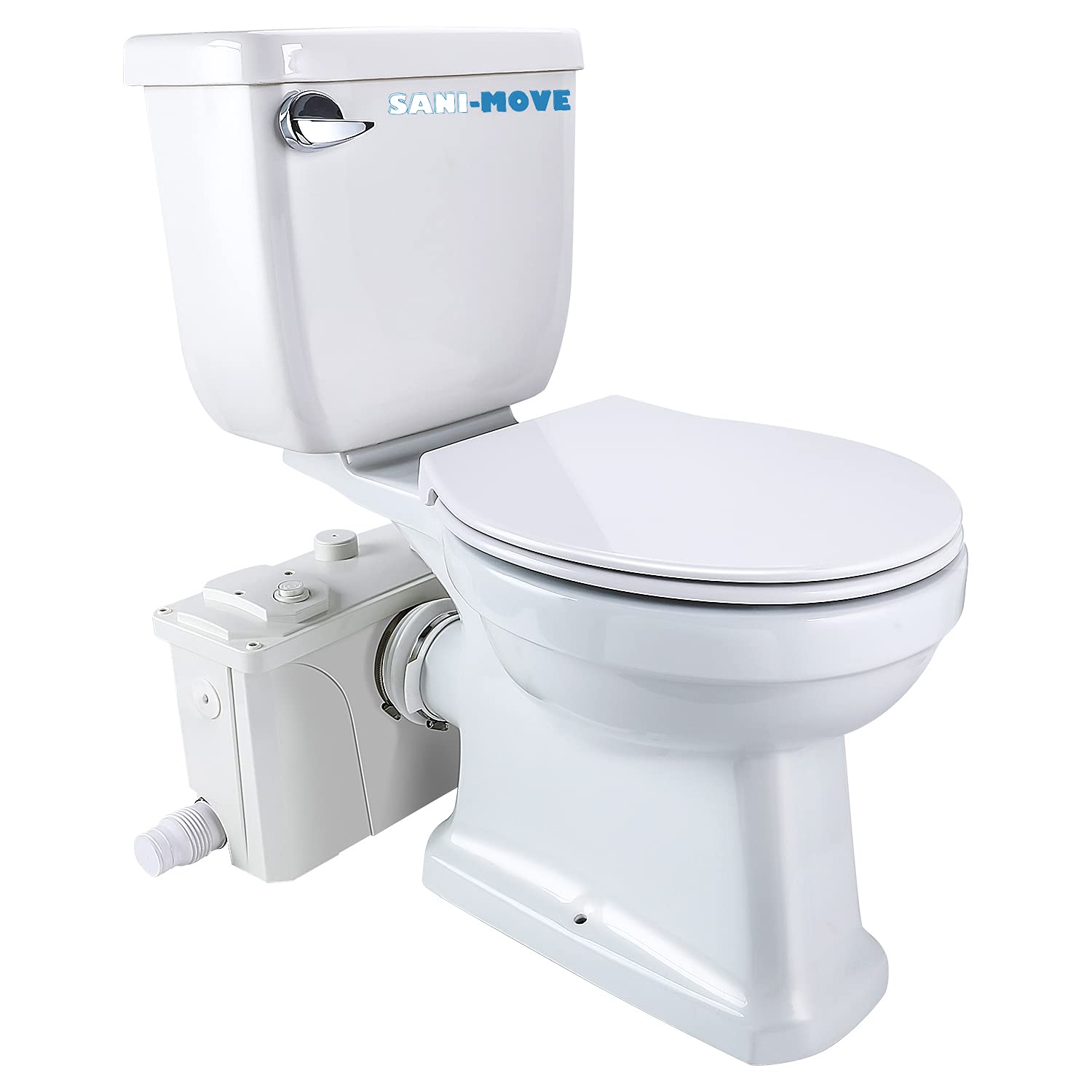 Sanimove 700W Macerator Pump Toilet Three Piece Round Bowl Toilet with Macerating Pump ...