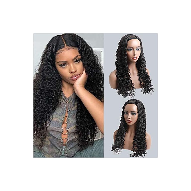 U Part Wig Human Hair for Black Women 10A Remy Brazilian Half Wig Human ...