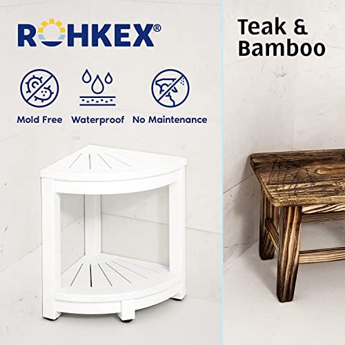 ROHKEX No-Maintenance Corner Shower Stool for Shaving Legs - Heavy-Duty Waterproof Bathroom ...