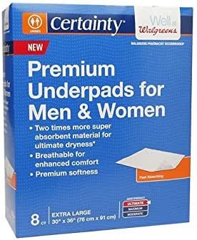 Amazon.com: Walgreens Certainty Premium Underpads, Ultimate Absorbency ...