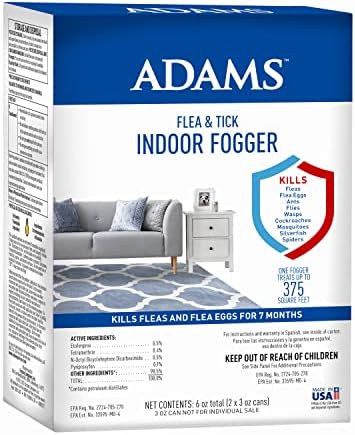 Adams Flea & Tick Indoor Fogger | 2 x 3 oz Cans | Kills Fleas, Flea ...
