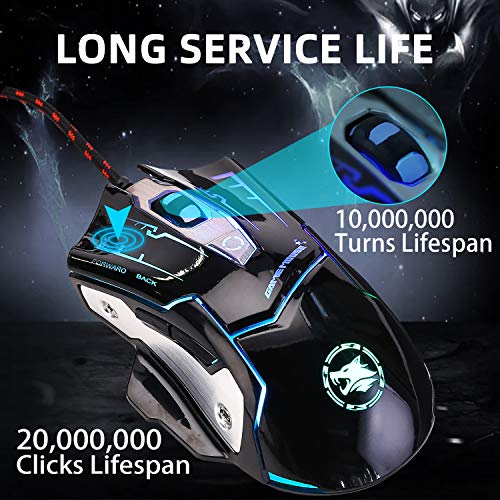 USB Computer Mouse Wired, Light Up Mouse for Laptop with RGB 7 Colors ...