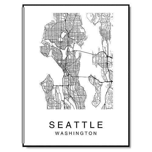 Amazon.com: Seattle Map Wall Art Poster Print Washington USA City Map ...