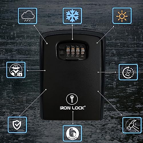 Iron Lock® - XXL Key Lock Box Wall Mount for Keys 4 Digit Combination ...