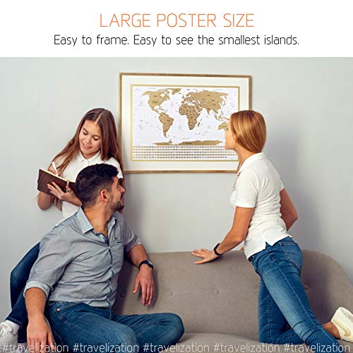 Scratch Off Map Of The World With Flags - 24 X 17 Easy To Frame Scratch ...