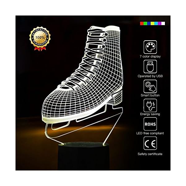 Ice Skating 3D Night Light Ice Skates 3D Led Optical Illusion 7 Colors ...
