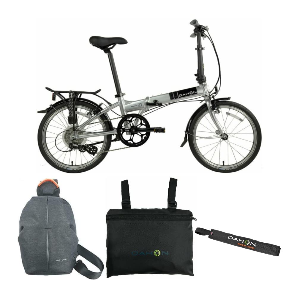 Dahon Mariner D8 Folding Bike (Brushed) W/Carry Strap, Foldable Bag ...