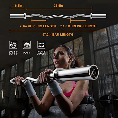 VIGBODY Curl Bar Weight Lifting Bar, EZ Curl Bar with 2 Collars-Workout ...