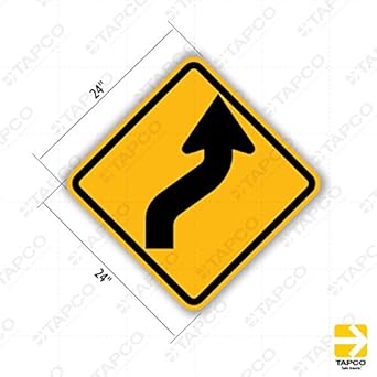 Tapco W1-4R High Intensity Prismatic Warning Sign, Legend "Right Curve ...