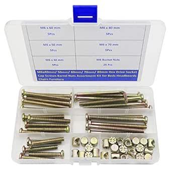Baby Bed Crib Screws Hardware Replacement Kit, 25-Set M6x40mm/ 50mm ...