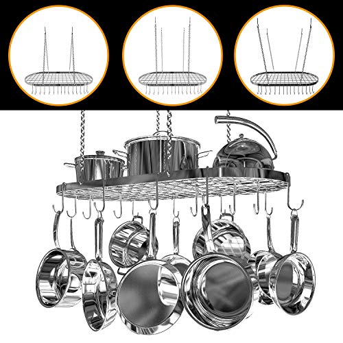 Vdomus Hanging Pot Rack Pot and Pan Ceiling Rack, Mounted Cookware ...