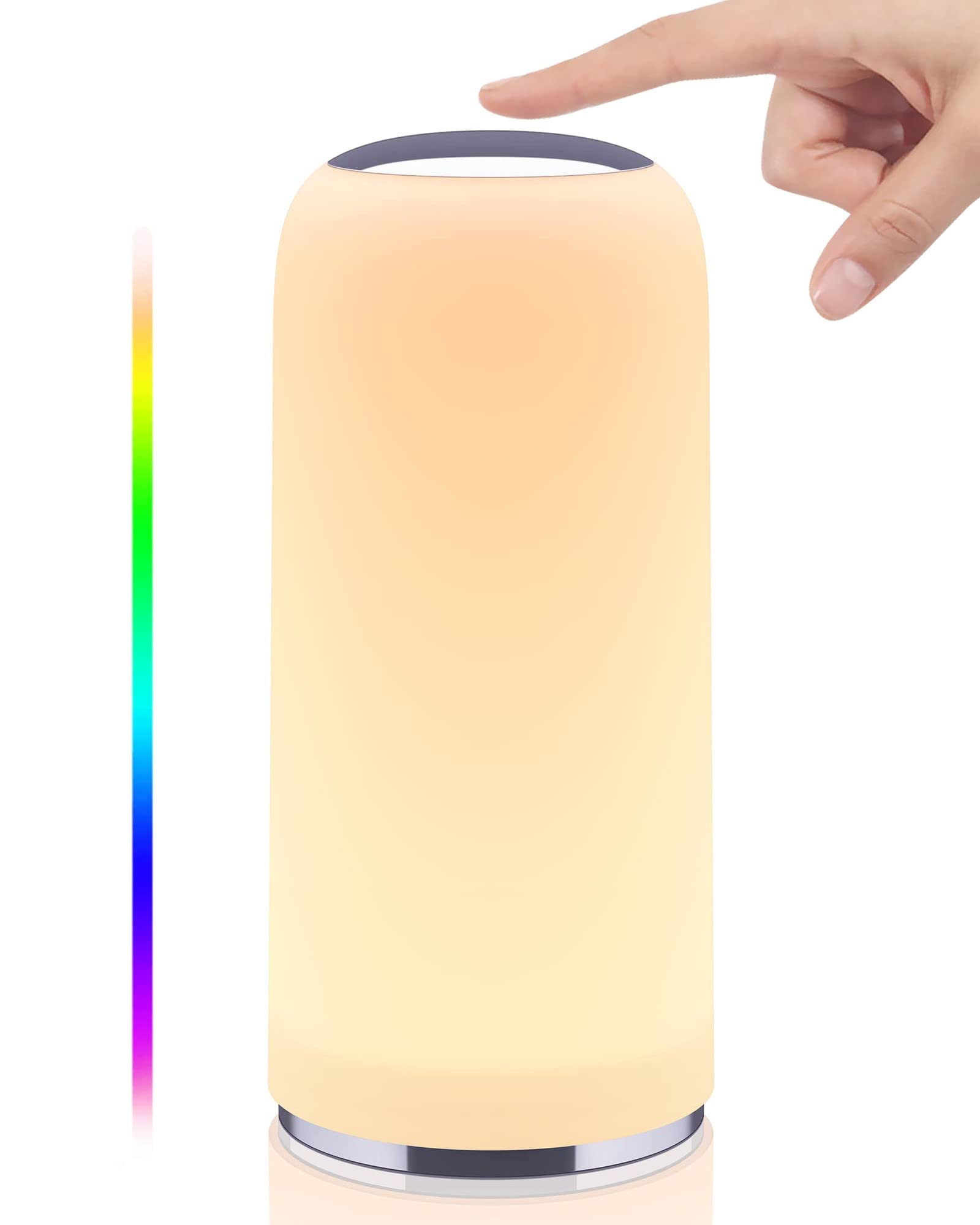EASEMO LED Touch Lamp, RGB Bedside Table Lamps with Timer Function ...