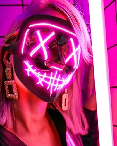 Lizber Halloween Mask, Led Light Up Mask Cosplay Costume with Neon Wire ...