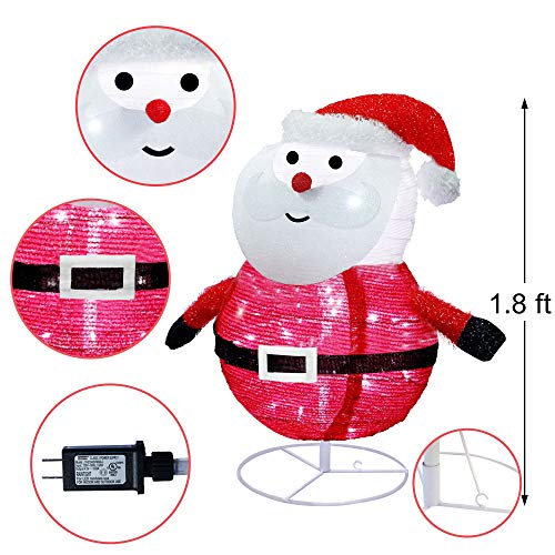 ATDAWN 1.8ft Pre-Lit Light Up Santa Claus, Christmas Collapsible Santa ...