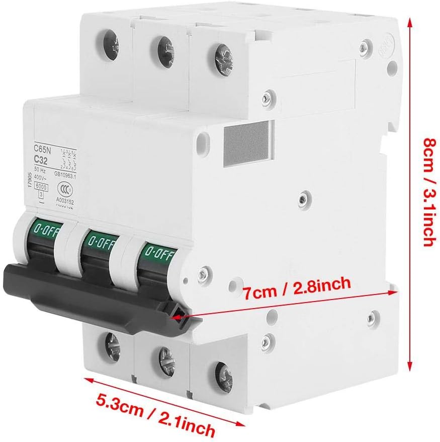 AC 400V Miniature Circuit Breaker,3 Pole, 1 Module, Type B, 6 kA Breaking Capacity, 16A/32A/63A ...