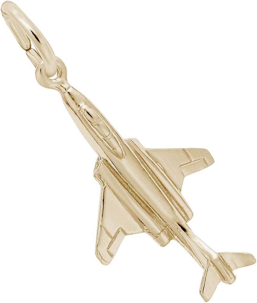 Amazon.com: Airplane Charm in 14k Yellow Gold, Charms for Bracelets and ...