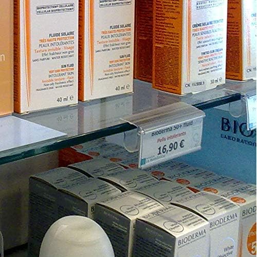 Kit 50 glass shelf holders, label 30 x 60 mm, transparent, labels for ...