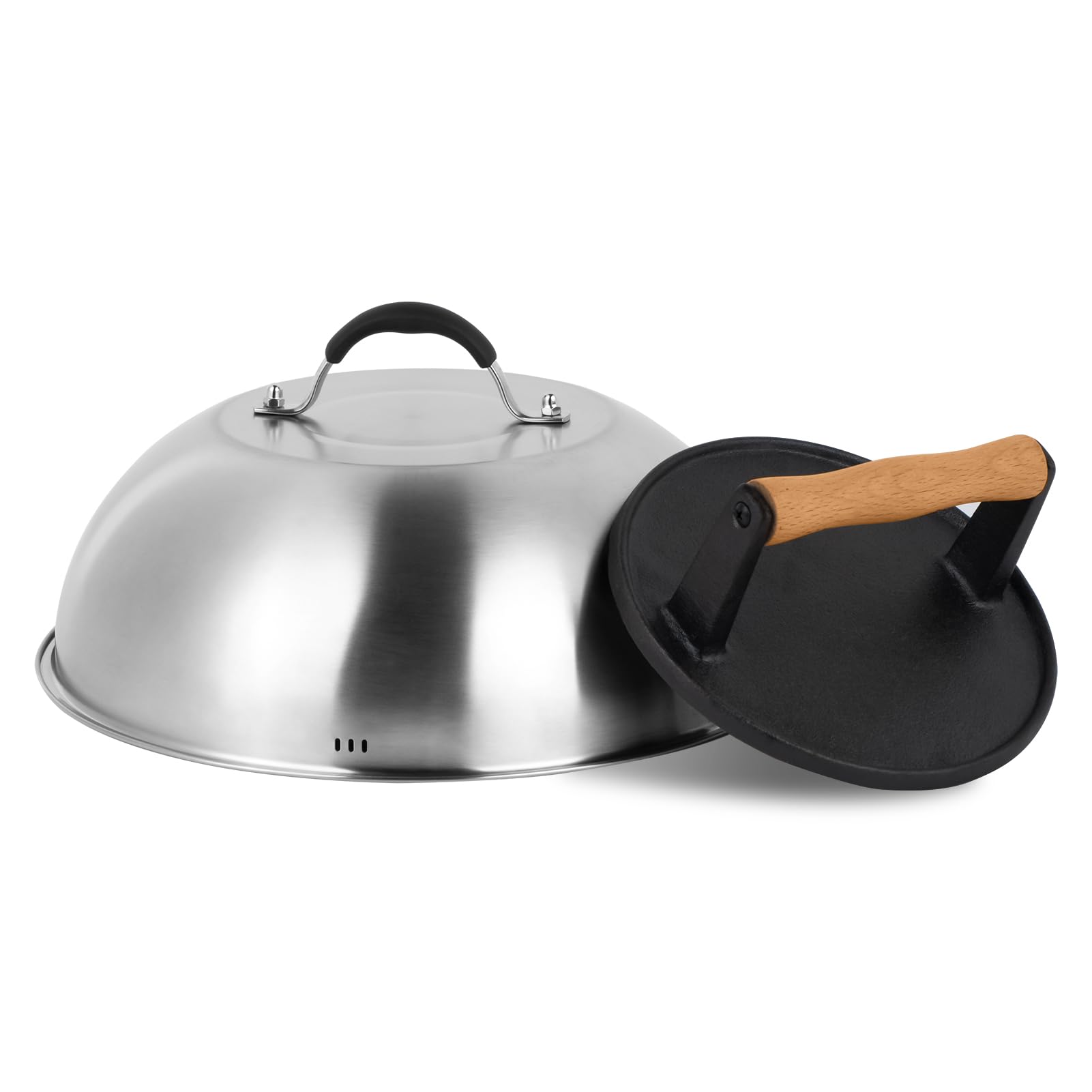 SHINESTAR Cast Iron Griddle Press with 12-Inch Melting Dome for ...