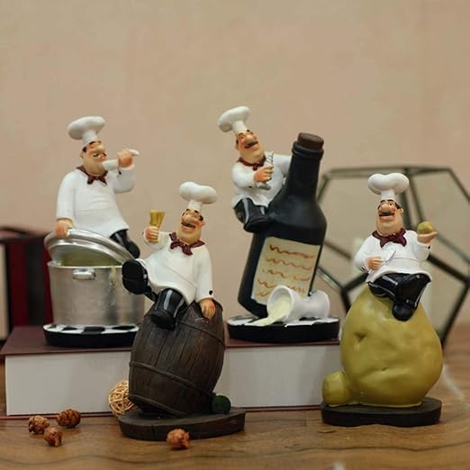 Amazon.com: Beonueni 4pcs Italian Chef Statue Figurines Kitchen Decor ...