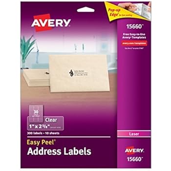 Amazon.com: Avery Easy Peel Clear Address Labels for Laser Printers, 1 ...