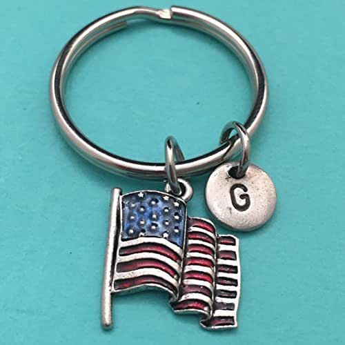Amazon.com: American flag keychain, American flag charm, flag keychain ...