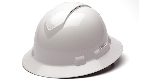 Pyramex Ridgeline Full Brim Hard Hat 4 Point Ratchet Vented White in ...