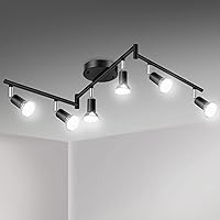 Unicozin LED 6 Light Track Lighting Kit, Black 6 Way Ceiling Spot ...