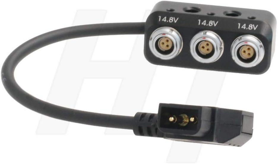 HangTon D-tap Male to 3 x Fischer RS 3 Pin Female Power Splitter Cable ...