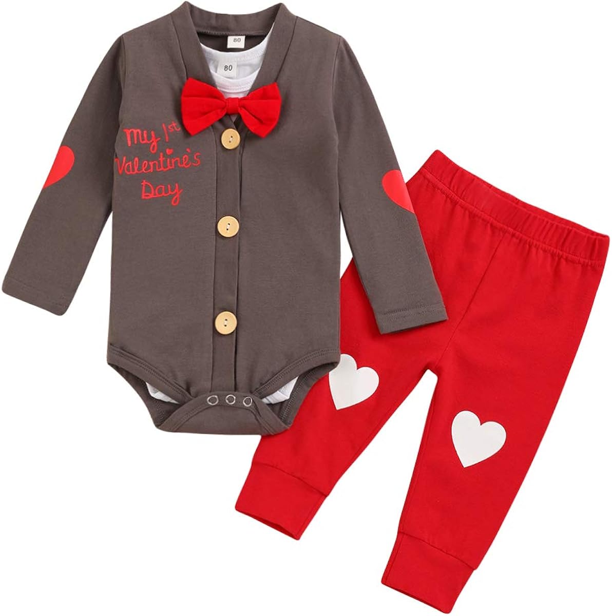 Amazon.com: TUEMOS Newborn Infant Baby Boy Valentines Clothes My 1st Valentines Day Outfits Bow ...