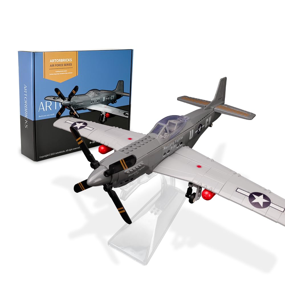 ArtorBricks P-51 Mustang Fighter Airplane Military Building Set with ...