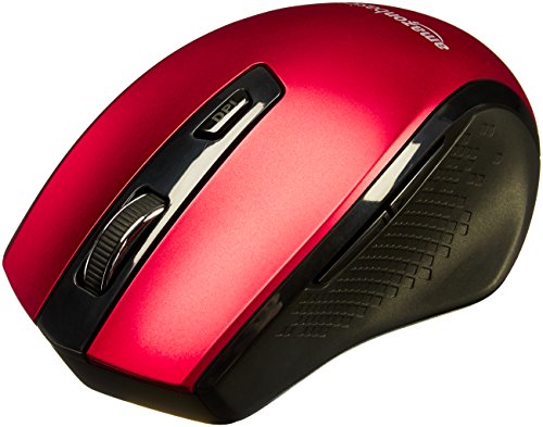 AmazonBasics Ergonomic Wireless PC Mouse - DPI adjustable - Red